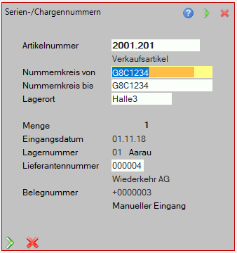Serien-/Chargennummern oder Zusatzinformationen