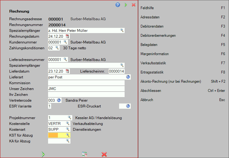 Kundenbelege erfassen